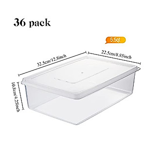 Sawysine 36 Pieces 5.5 Qt Plastic Storage Container Bin with Lids, Clear Shoe Storage Bin Box Bulk Stackable Storage Shoe Box for Organizing Shoes Closet Organization School Supplies
