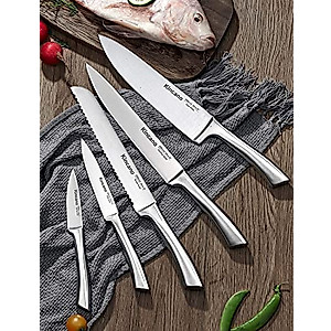 Knife Set, 14 PCS High Carbon Stainless Steel Kitchen Knife Set for Chef, Super Sharp Knife Set with Acrylic Stand, include Steak Knives, Sharpener and Scissors, Ergonomical Design by kincano