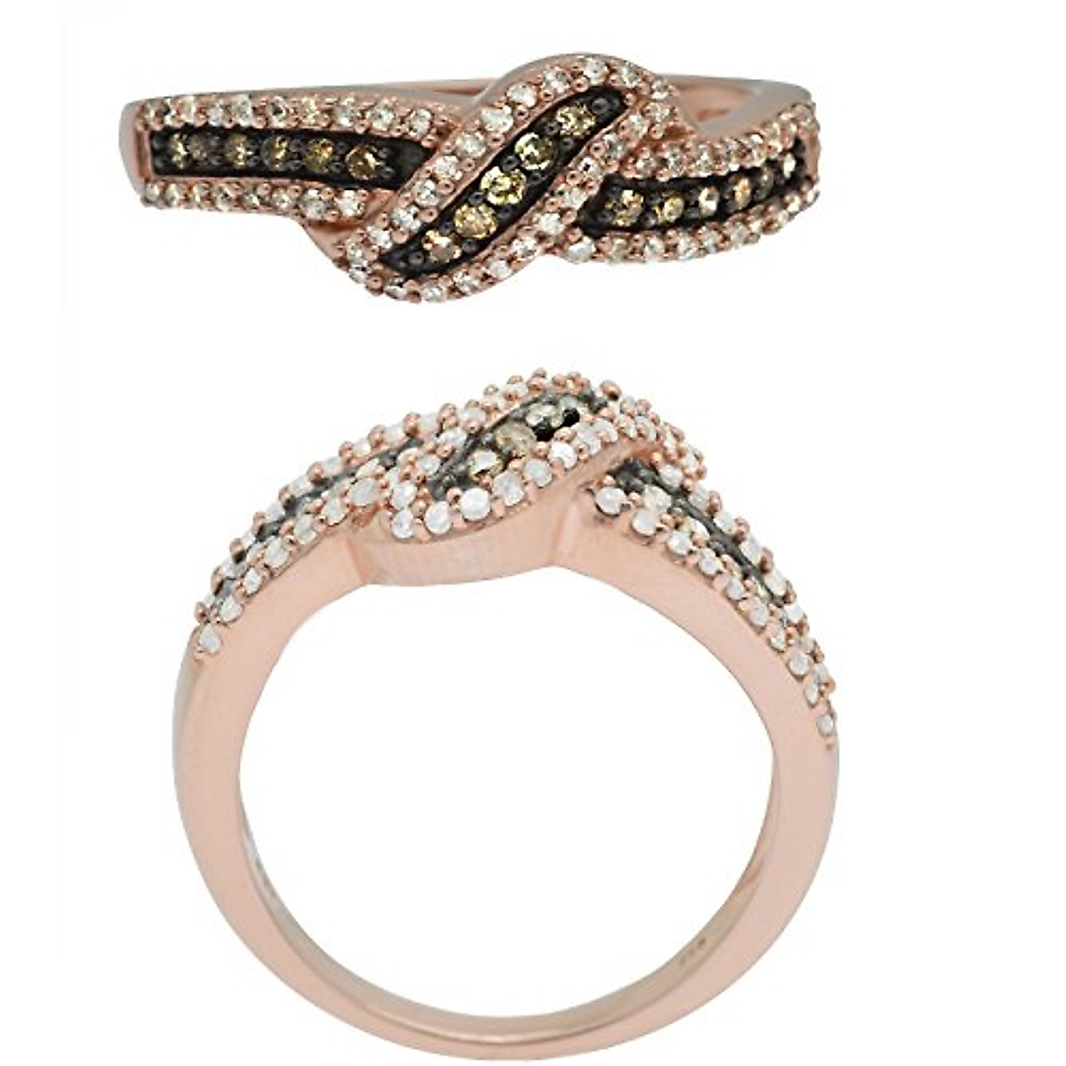 1/2 CTTW Sterling Silver White & Brown diamond ring