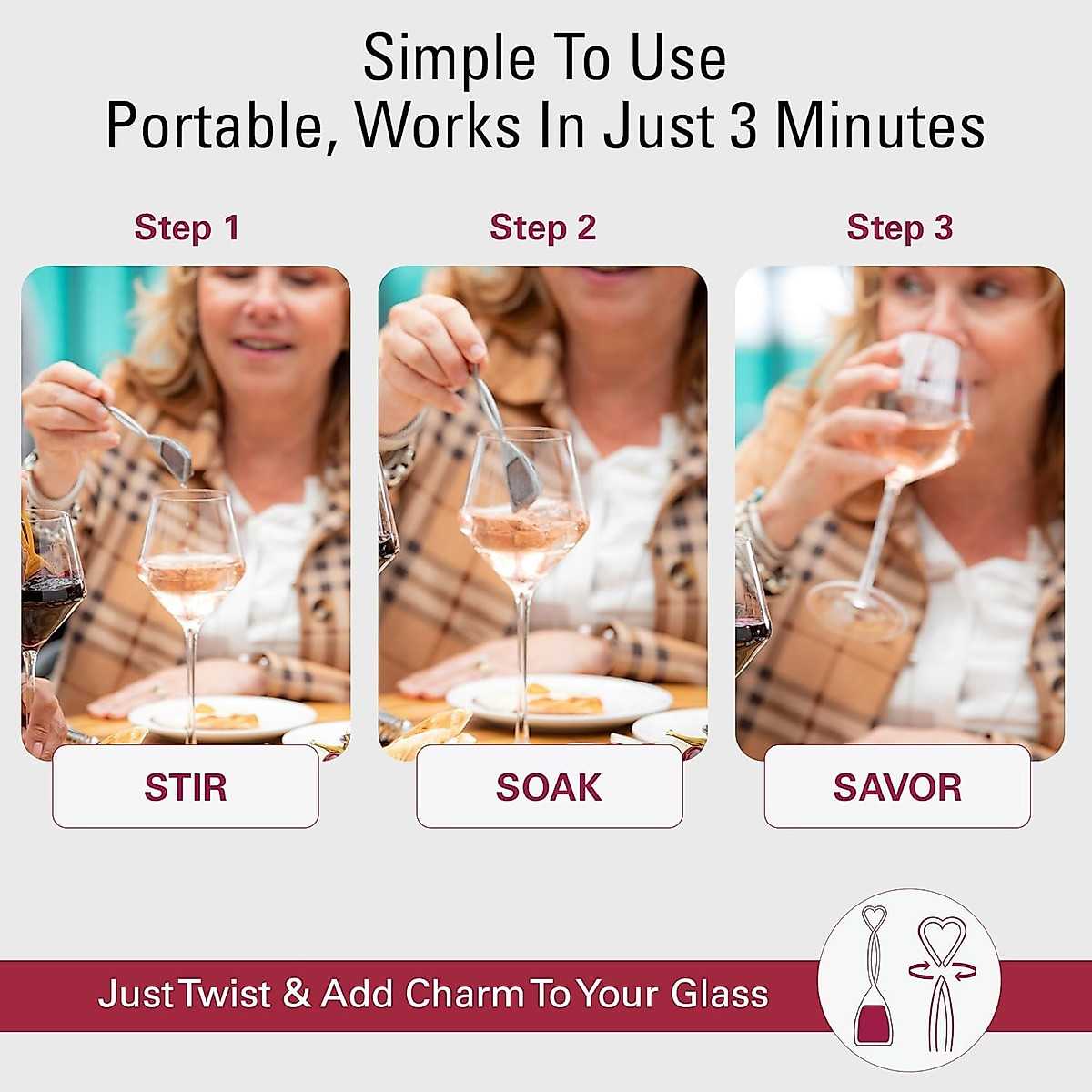 PureWine Wand Technology Histamine and Sulfite Filter, Purifier Alleviates Wine Allergies & Headaches, Stir Stick Aerates Wine - Pack of 8