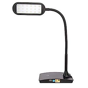 TW Lighting LED Desk Lamp with USB charging Port, 3-Way Touch Switch,IVY-40WT, Black