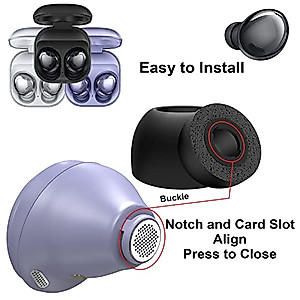3 Pairs Memory Foam Ear Tips for Samsung Galaxy Buds Pro,Ear Tips Replacement with Three Sizes S/M/L,No Silicone Eartips Pain Reducing Noise Earbuds Anti-Slip Replacement Ear,Fit in The Case(Black)