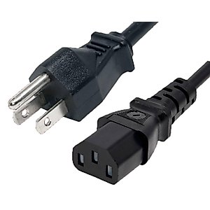 Jameco ValuePro 3-Conductor AC Power Cord 14 AWG NEMA 5-15P to C13 SJT Jacket 6 Feet Black