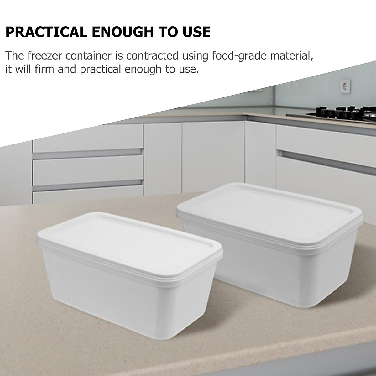 MAGICLULU 3pcs Ice Cream Box Ice Cream Holder Dessert Storage Tubs Ice Cream Accessories Fruit Containers with Lids Containers for Fruit Soup Freezer Organizer White Household Pp