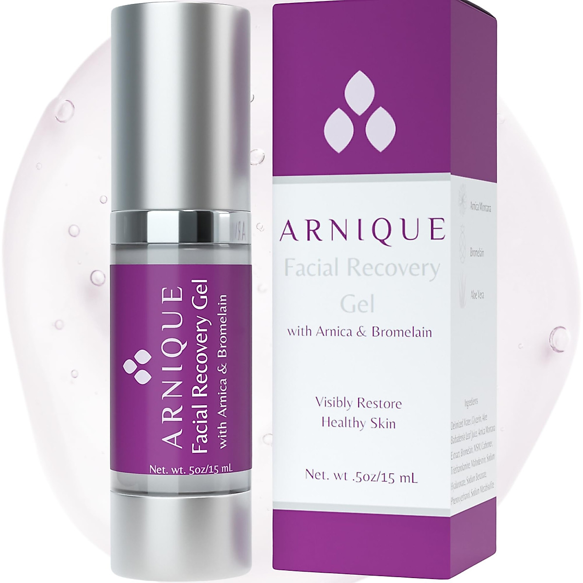 Arnique Arnica Gel for Face - Facial Recovery Aftercare for Fillers & Cosmetic Injection Treatments, Arnica Montana and Bromelain for Bruising and Swelling After Surgery Skin