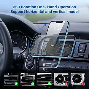 AUROX Phone Mount for Car Compatible for Magsafe Car Mount [Upgraded Vent Hook&Strong Magnets] 360° Adjustable Air Vent Cell Phone Holder Car for iPhone 16 15 14 13 12 Series & Most Smartphones (BLK)
