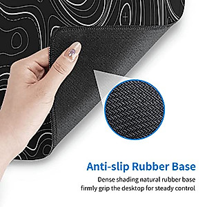 Topographic Contour XL Gaming Mouse Pad Extended Long Large Mousepad with Stitched Edges Laptop Desk Pad Computer Keyboard PC Mouse Mat Nonslip Rubber Base for Company Office Gamer