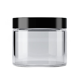 Mountain West Company (4 Pack) Clear Jar with Smooth Black Lid, Round, Storage, 6 fl oz Capacity