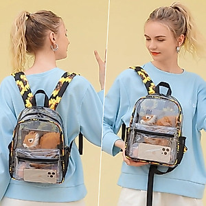 Clear Mini Backpack Stadium Approved 12x12x6 Small Transparent Backpacks Plastic See Through Bag for Work Festival Security Travel