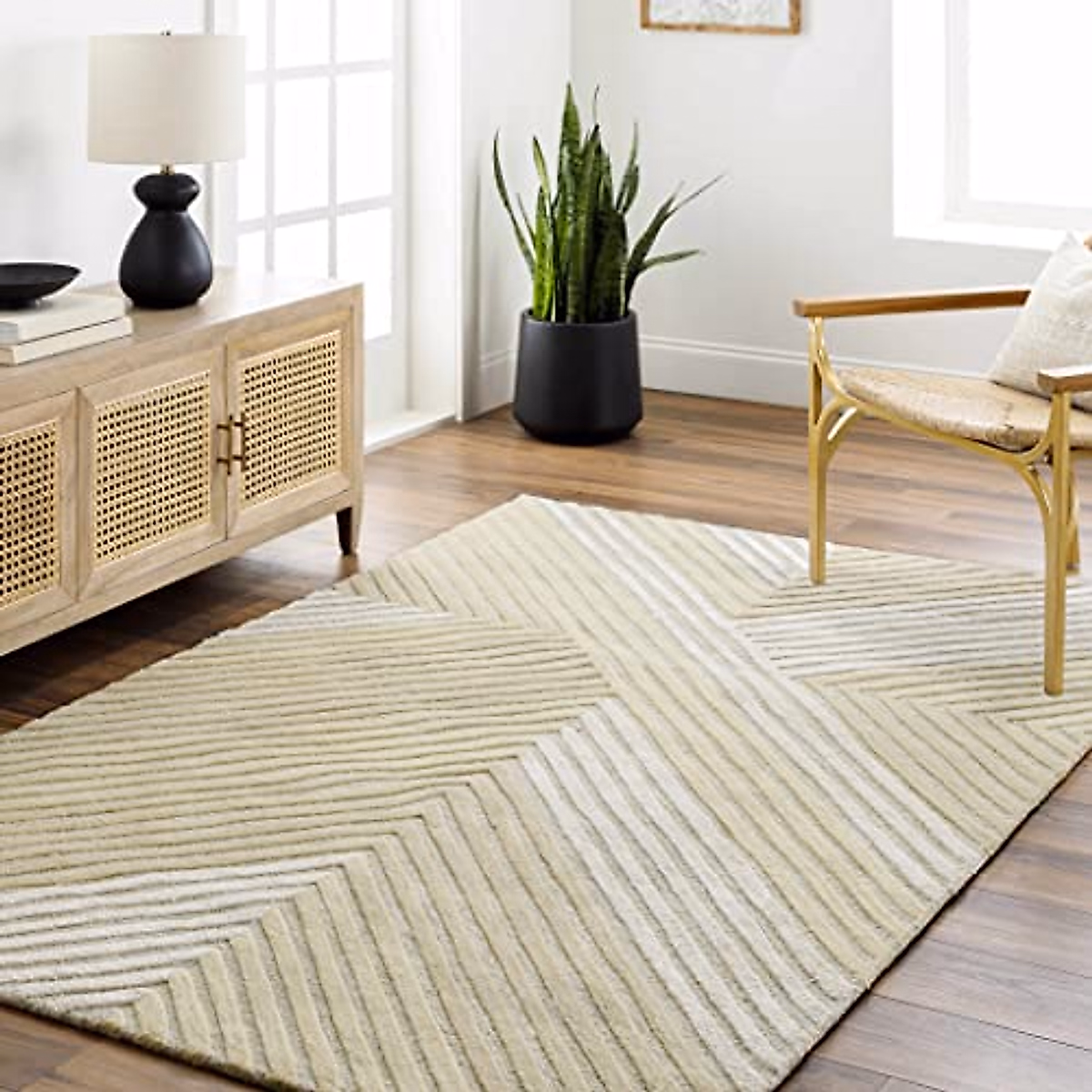 Hauteloom Juan Wool Living Room, Bedroom Area Rug - Contemporary - Bone, Driftwood, Nutmeg - 8' x 10'