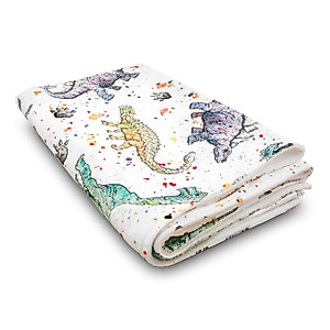 Jaxson's World Watercolor Dinosaur Theme Minky Blanket | Unique Baby Gift