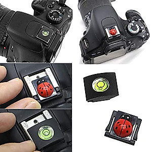 PCTC Screen Protector for EOS R5 Top Appliable for Canon R5 / R5 C Full-Frame Mirrorless Camera (2+2Pack), 0.3mm 9H Hardness Tempered Glass Screen Cover, 2* Hot Shoe Cap Cover (Ladybug & Bee)