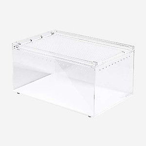 REPTI ZOO Magnetic Acrylic Breeding Enclosure, 12x8x6 Inch Flat Long Reptile Breeding Box Terrarium Cage for Tarantula Scorpion Sling Isopods Lizards Roach Invertebrates Insect Mantis