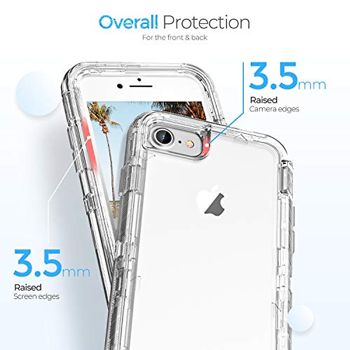 ORIbox Case Compatible with iPhone SE Case 2022/2020, Compatible with iPhone 7 Case, Compatible with iPhone 8 Case, Heavy Duty Shockproof Anti-Fall clear case