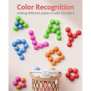 JoyCat Ice Cream Preschool Learning Activities Counting and Color Sorting Set Stacking Toys for Kids 3-5, Stacking Fine Motor Skills Toys, 65PCS Math Manipulatives Learning Resources Toys