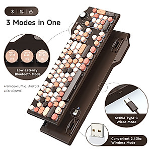 MOWUX Wireless Mechanical Keyboard, Multihost 2.4 GHz + Bluetooth + Type-C Wired Connectivity, LED Backlit PC Gaming Full-Size Rechagerable Keyboard, with Ergonomic Premium Magnetic Wrist Rest