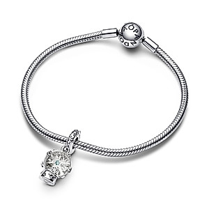 Pandora Snowflake Snow Globe Dangle Charm - Compatible Moments Bracelets - Jewelry for Women - Gift for Women in Your Life - Made with Sterling Silver & Cubic Zirconia, No Gift Box