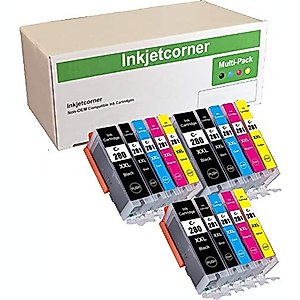 Inkjetcorner Compatible Ink Cartridges Replacement for PGI-280XXL CLI-281XXL PGI 280 XXL CLI 281 for use with TR8620A TR8622A TR8620 TR8622 TS6320 TS9520 TS702A TR8520 TS6220 TR7520 (15-Pack)
