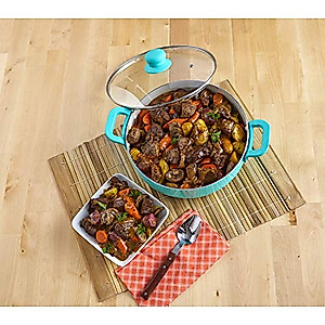 IMUSA USA, Tea Caldero (Dutch Oven) with Glass Lid Ceramic Interior 2-Quart, Teal