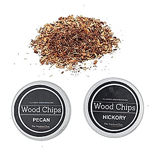 TJMBFH 2 Pack Whiskey Barrel Oak Wood Smoking Chips, fit for Smoking Gun, Hand-held Smoke Gun Smoker Infuser, Sawdust for Cocktail, Whiskey, Wine, Bourbon, Cheese, Meat (Pecan & Hickory)