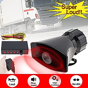 DriSentri 12V Car Horn Siren Sound 5 Tone Alarm Electric Horn 100W PA Speaker System Megaphone Loud for Car Train Boat Ship