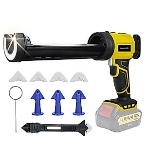 Cordless Caulking Gun for DeWALT 20V Battery, Electric Caulk Adhesive Gun with 450lm LED Light, 4 Adjustable Speeds, Drip-free Caulk Gun, 10oz/300ml Caulking Tool for Filling, Sealing(No Battery)