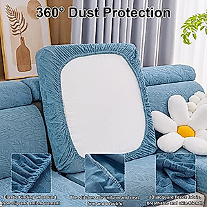 Magic Sofa Cover, 2023 New Wear-Resistant Universal Sofa Cover, Stretch Couch Cushion Slipcovers Replacement, Anti-Slip Recliner Sofa Cover, L Shape Sofa Covers,Blue,4 Seater