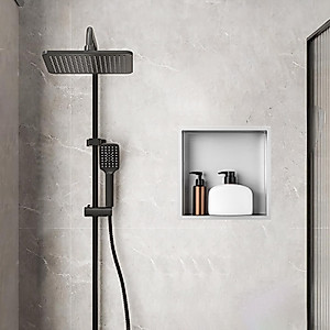 Elefloom Shower Niche, Stainless Steel Modern Bathroom Niche, No Tile Needed Recessed Shower Shelf Organizer for Storage, Stainless Steel, Silver Grey, 12"×12"