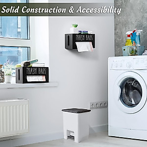 DRASTAR Trash Bag Dispenser, Trash Bag Organizer Wall Mount, Wooden Trash Bag Roll Holder for Plastic Bags Countertop, Under Kitchen Sink Organization