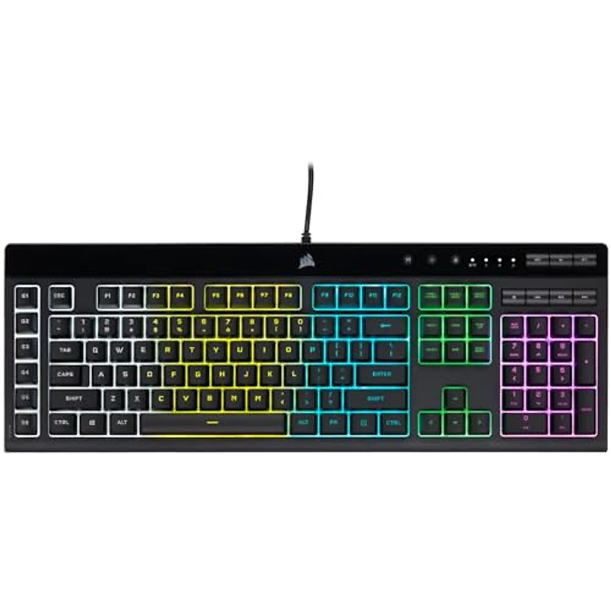 Corsair K55 PRO LITE RGB Wired Membrane Gaming Keyboard (5-Zone Dynamic RGB Backlighting, Six Macro Keys with Stream Deck Integration, IP42 Dust and Spill Resistant, Dedicated Media Keys) Black