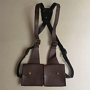 Resnan Underarm Double Shoulder Bag Leather Holster Wallet Adjustable Concealed Armpit Bag Crisscross Back Satchel (Brown)