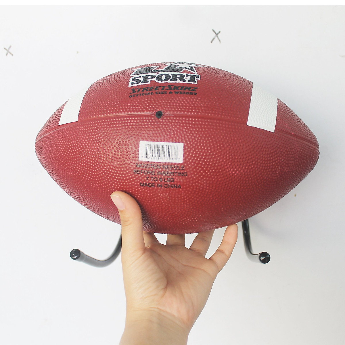 YYST Football Wall Mount Football Wall Rack Holder Display Storage Rack Black-No Ball Included