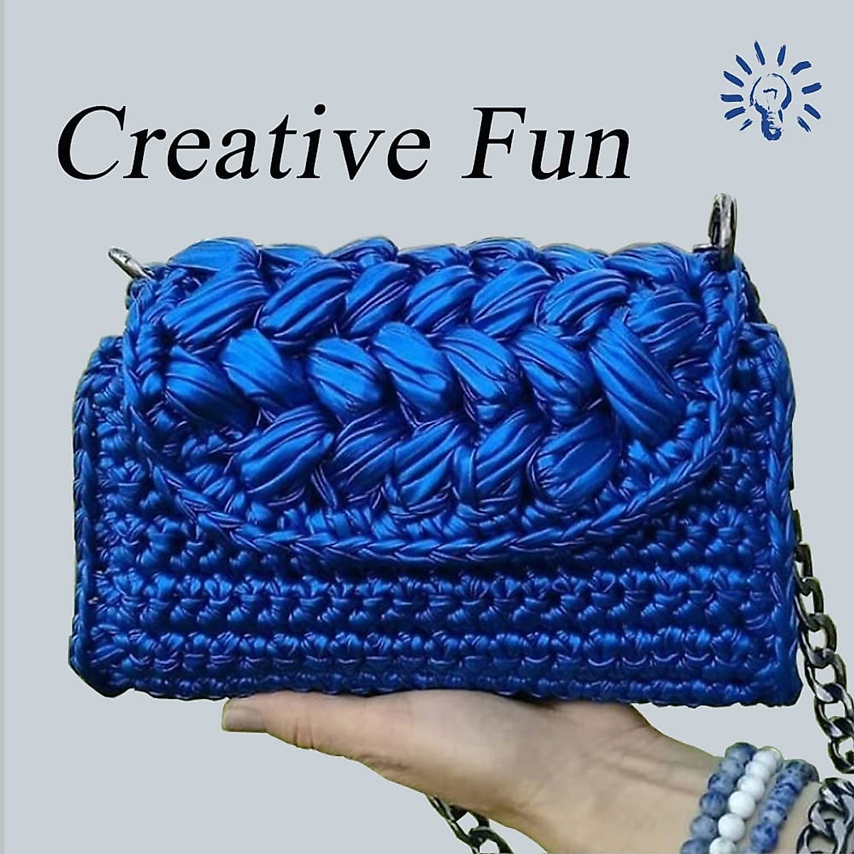 Metallic T-Shirt Yarn 140 Yards Knitting Yarn Fabric Crochet Cloth Shiny Tshirt Yarn for Crocheting Beginners DIY Hand Craft Bag Blanket Cushion Projects (Blue)