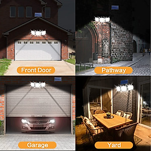 Solar Lights Outdoor, 164 Led Flood Light Outdoor IP65 Waterproof, 3 Heads Solar Security Lights with Motion Sensor, Motion Sensor Lights for Garage Garden Yard Patio, 2 Pack Outdoor Solar Lights