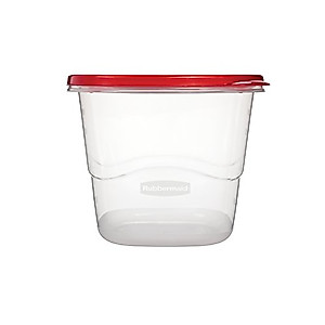 Rubbermaid TakeAlongs Deep Squares Food Storage Containers, 7 Cup, Chili Tint, 2 Pack