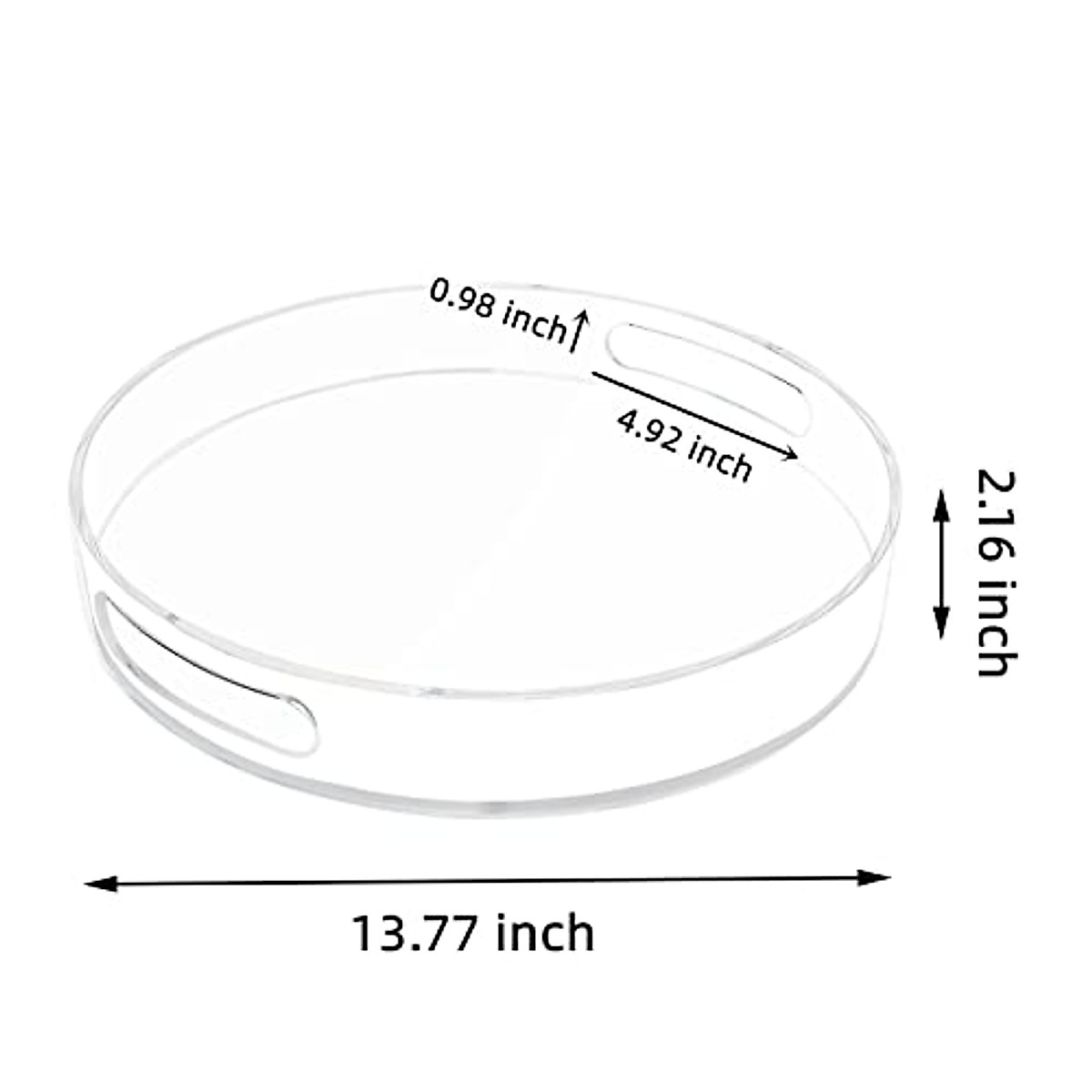 Funtygy Acrylic Tray, Clear Serving Tray with Handles, Decorative Tray Round Tray for Vanity Ottoman Bathroom Kitchen Dining Room Coffee Table Countertop Home Decor