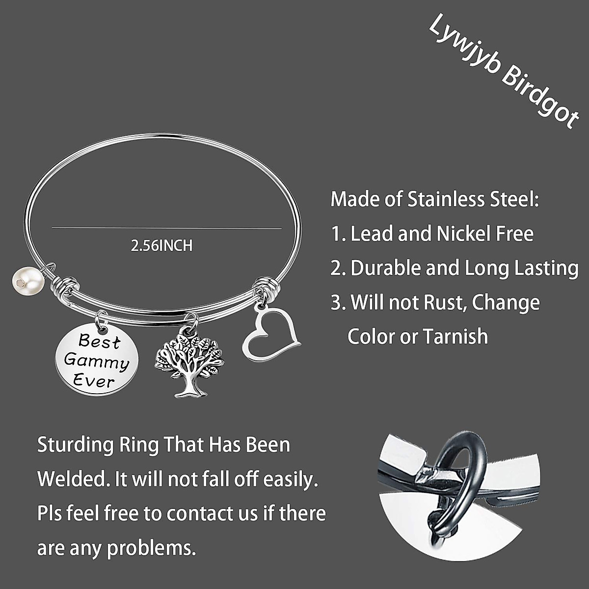 Lywjyb Birdgot Best Gammy Ever Gift Best Gammy Ever Bracelet Gift Best Gammy Ever Funny Mother's Day Gift Best Gammy Ever Christmas Gift (Gammy br)