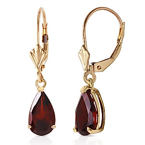 Galaxy Gold GG 2.5 Carat 14k Solid Yellow Gold Leverback Earrings with Natural GARNET