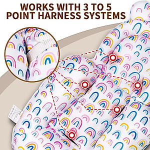 FEISIKE Infant Insert Compatible with Graco & 4moms mamaroo Systems, Include 5 Pcs Strap Pad, Head & Body Support Insert Cushion for Newborn to Toddler, Works for 3 to 5-Point Harness Systems, White