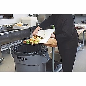 Rubbermaid Commercial Products FG261000GRAY Brute Heavy-Duty Round Trash/Garbage Can, 10-Gallon, Gray