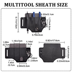 GORGECRAFT Multitool Sheath for Belt EDC Leather Belt Pocket Organizer Holster Flashlight Leatherman Sheath Pen Pouch Holder Keychain Clip Practical Belt for Men Key Fob Clip（Brown