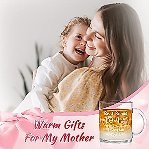 DAZLUTE Mothers Day Gifts for Stepmom, Best Bonus Mom Ever Clear Coffee Mug for Step Mom Mother in Law Bonus Mom Godmother Second Mom Aunt, Bonus Mom Gifts from Daughter for Birthday Christmas, 11Oz