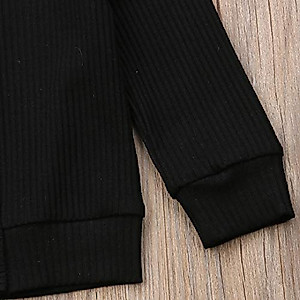 Seyurigaoka Newborn Baby Boys Girls Knit Cardigan Sweater, Infant Button-Down Cotton Sweater, Unisex Baby Clothes (Black, 3-6 Months)