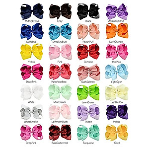 Choicbaby 28pcs 6 Inches Grosgrain Ribbon Hair Bows Large Hair Bows Alligator Clips Hair Accessories for Baby Girls Toddlers Teens