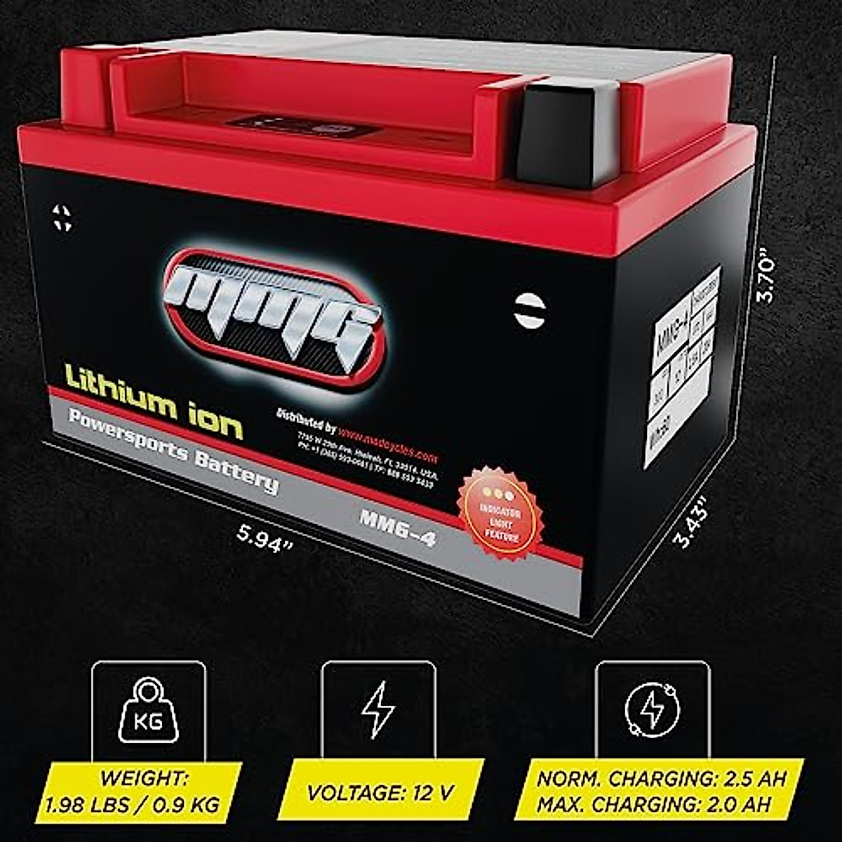 MMG YTX14-BS Lithium Ion Factory Sealed Powersports Battery 12V 300CCA, ATV for Honda TRX Series Fourtrax Rancher Foreman Rubicon (MMG4)