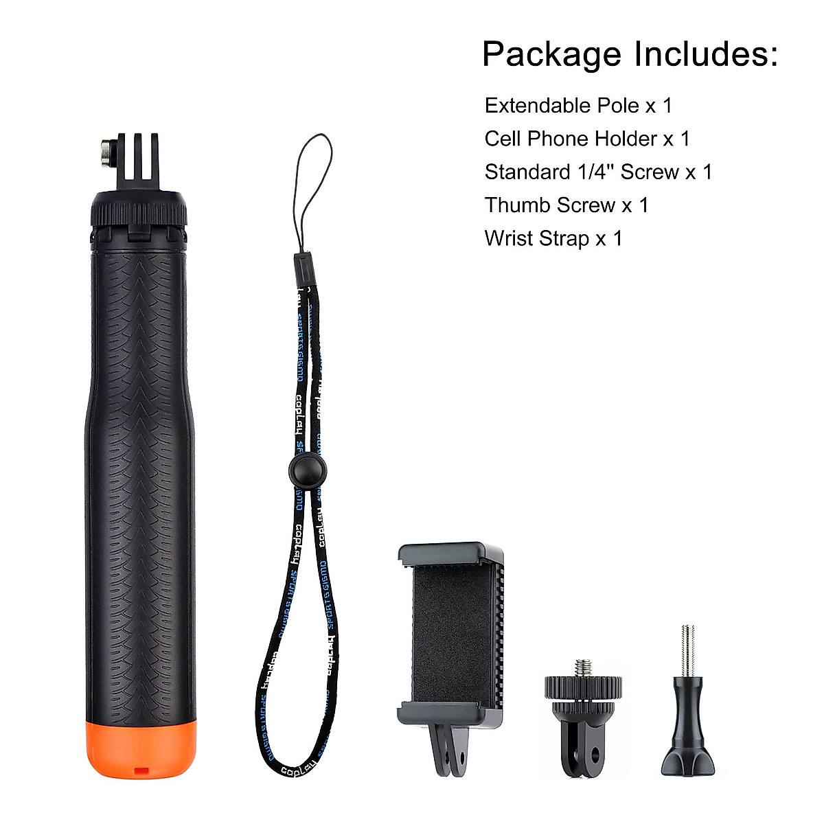 GEPULY Waterproof Selfie Stick Floating Hand Grip Tripod for GoPro Hero 12 11 10 9 8 7 6 5 4 3 2, Fusion, Max, Most Action Cameras Used as a Floating Tripod, Hand Grip, Selfie Stick, Tripod Stand