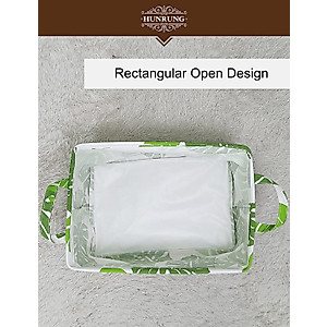 HUNRUNG Rectangle Storage Basket Cute Canvas Organizer Bin for Pet/Children Toys, Books, Clothes Perfect for Rooms/Playroom(Leaf)