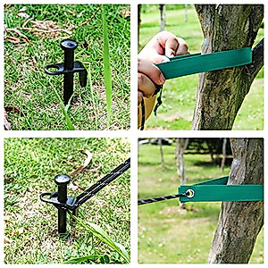 Heavy Duty Steel Tree Stake Kits with Tree Straps and 50ft Reflective Rope Tree Support Anchoring Kit，Tree Supports for Leaning Tree