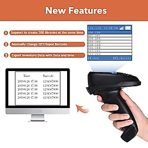 Trohestar N6 Wireless Barcode Scanner Inventory Scanner CCD Handheld Barcode Scanner with 2.4GHz Wireless & Wired Connection Portable Barcode Reader for Windows, Mac, Android, iOS (N6-CCD)
