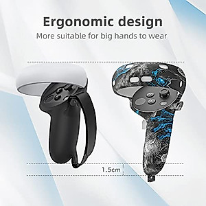 AIXOTO VR Accessories for Oculus Mate Quest 2, 4 in 1 Set Include Silicone Face Cover, Controller Grip Cover, VR Shell Cover, Lens Cover and 10PCS Disposable Eye Cover (Phantom)